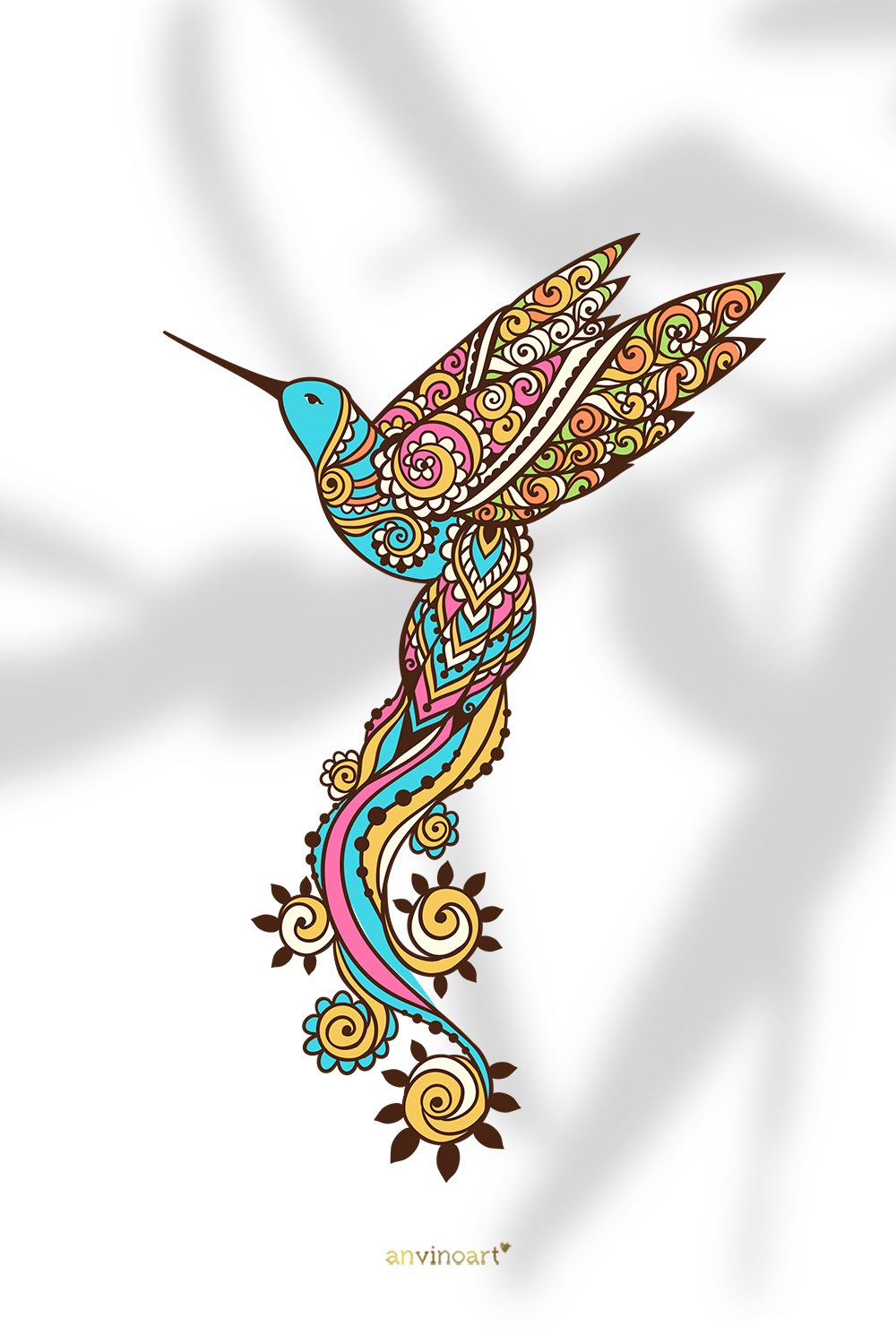 Hummingbird svg, mandala, Bird svg Silhouette svg for cricut