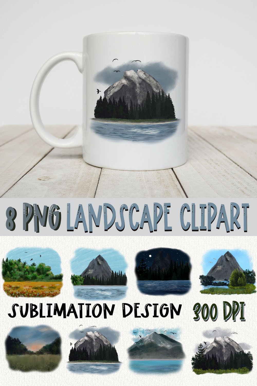 Landscape sublimation bundle|Mountain clipart|Forest PNG