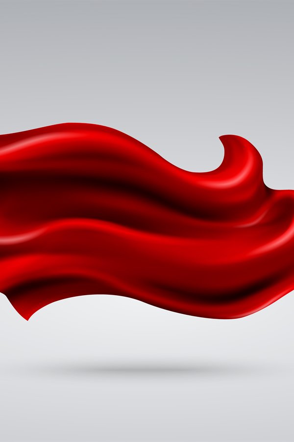 Flying red silk textile, fabric flag, satin ribbon vector il