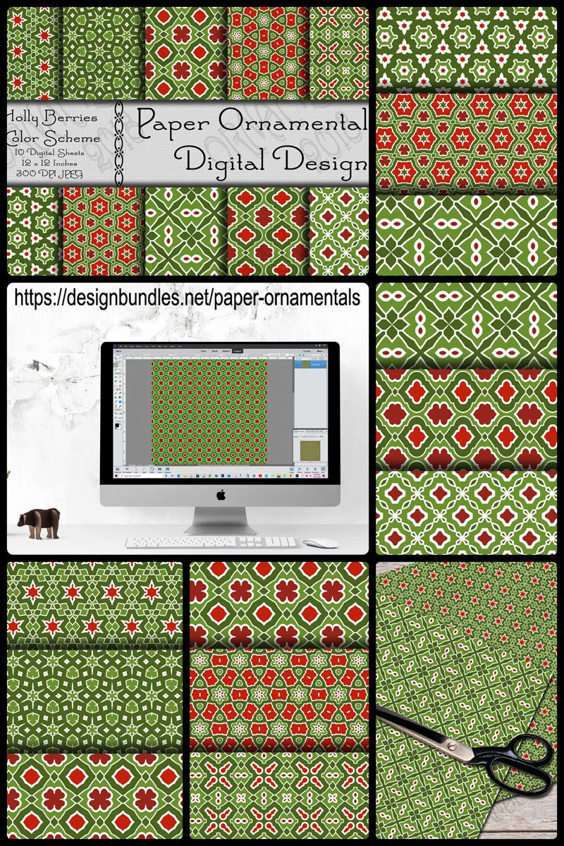 Holly Berries Christmas Digital Paper For Crafts & Projects (144893 ...