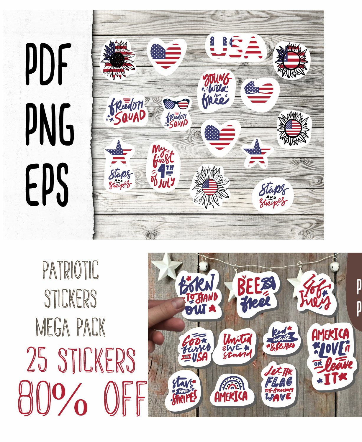 Patriotic stickers MEGA pack