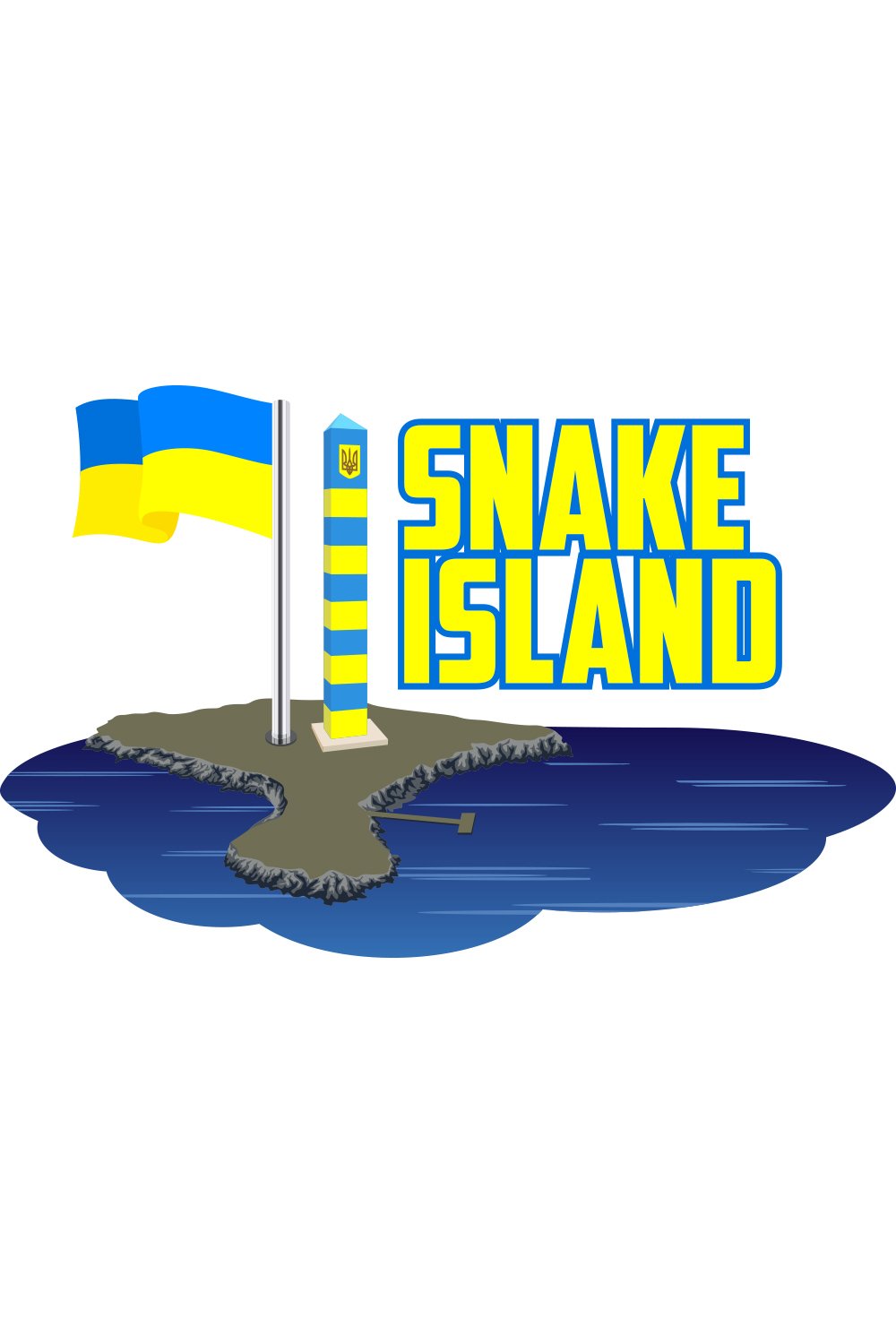 t-shirt design with Snake Island and Ukrainian flag