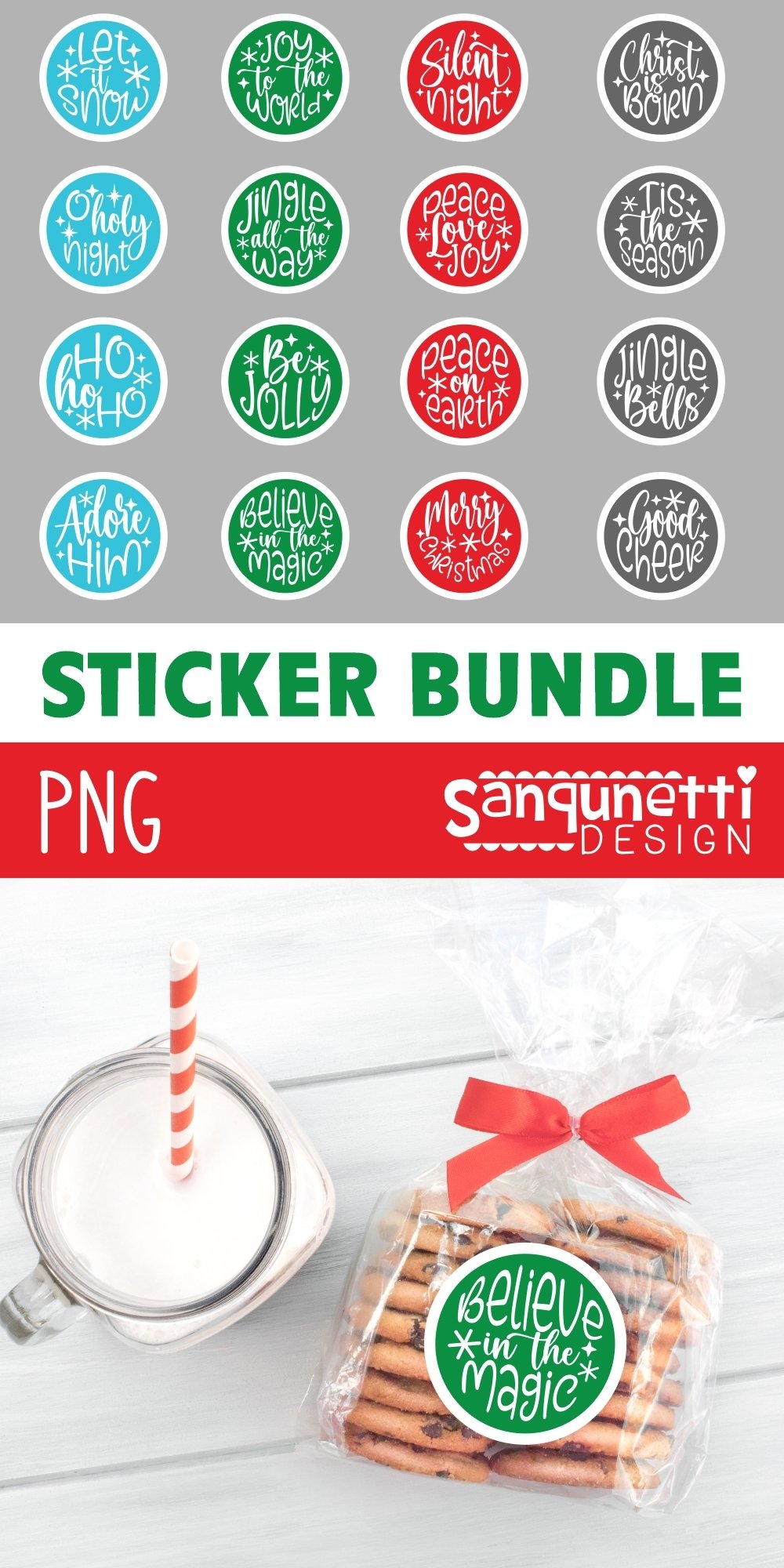 Christmas Sticker Bundle | Round Christmas Stickers