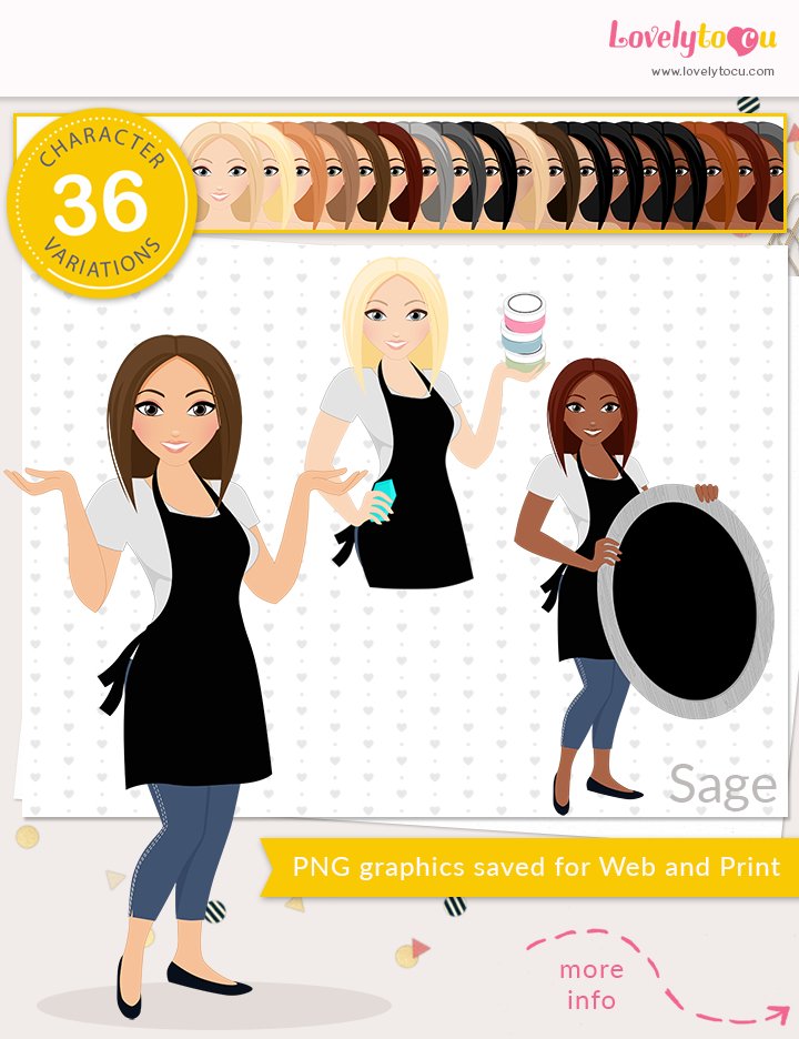 Chalk art woman character clipart LVC44 Sage