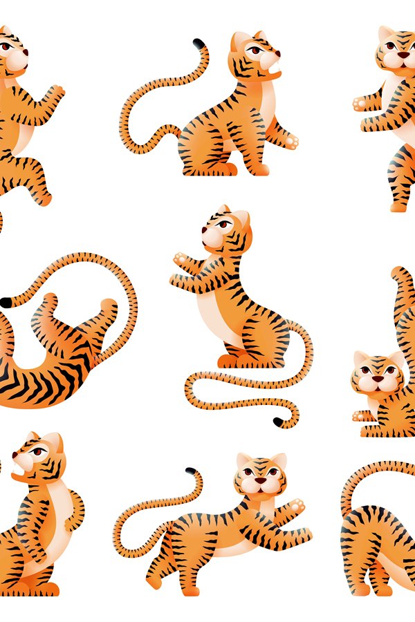 Chinese new year tiger. Cartoon tigers, asian festival symbo