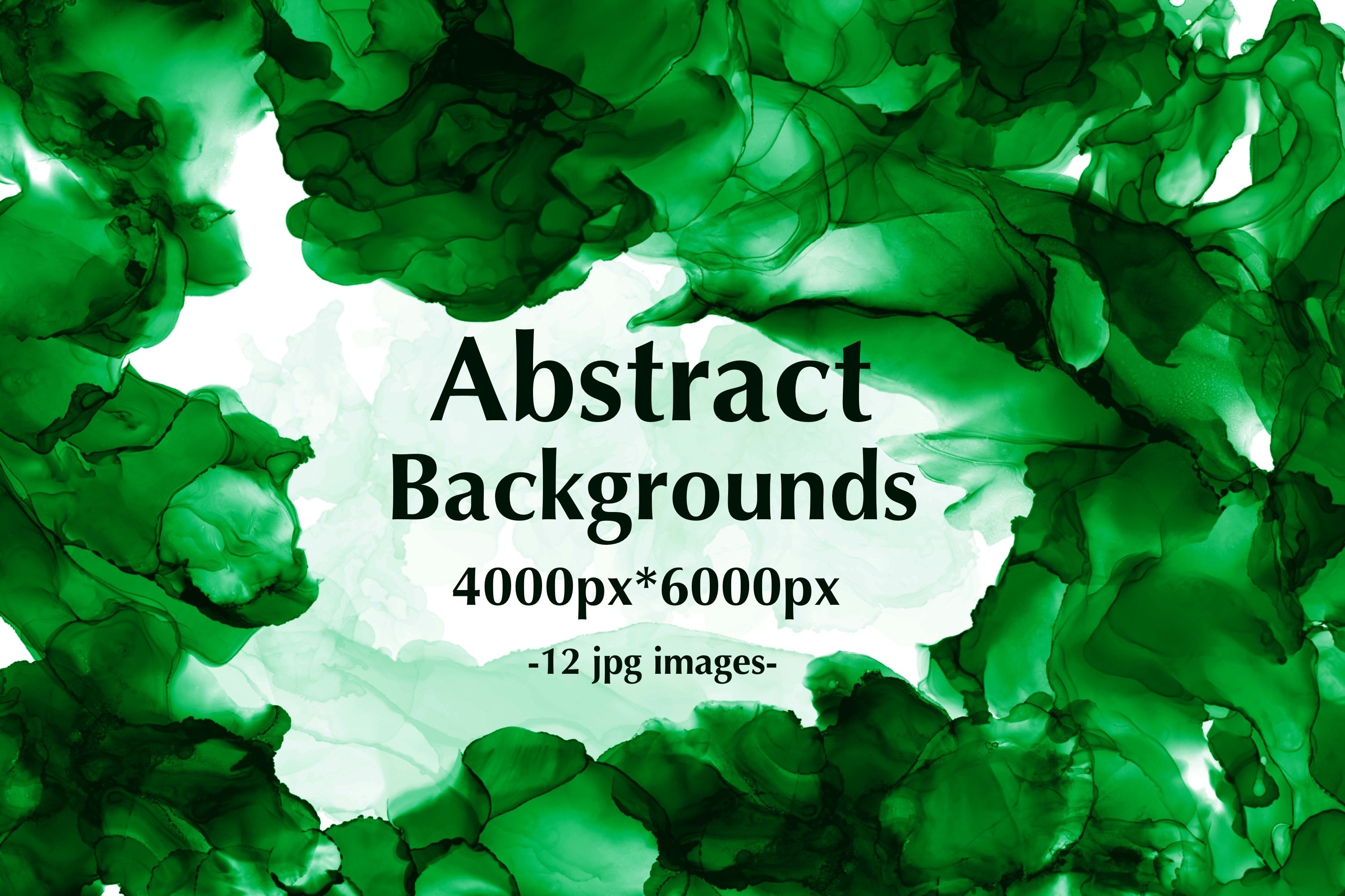 12 Green Alcohol Ink Backgrounds.