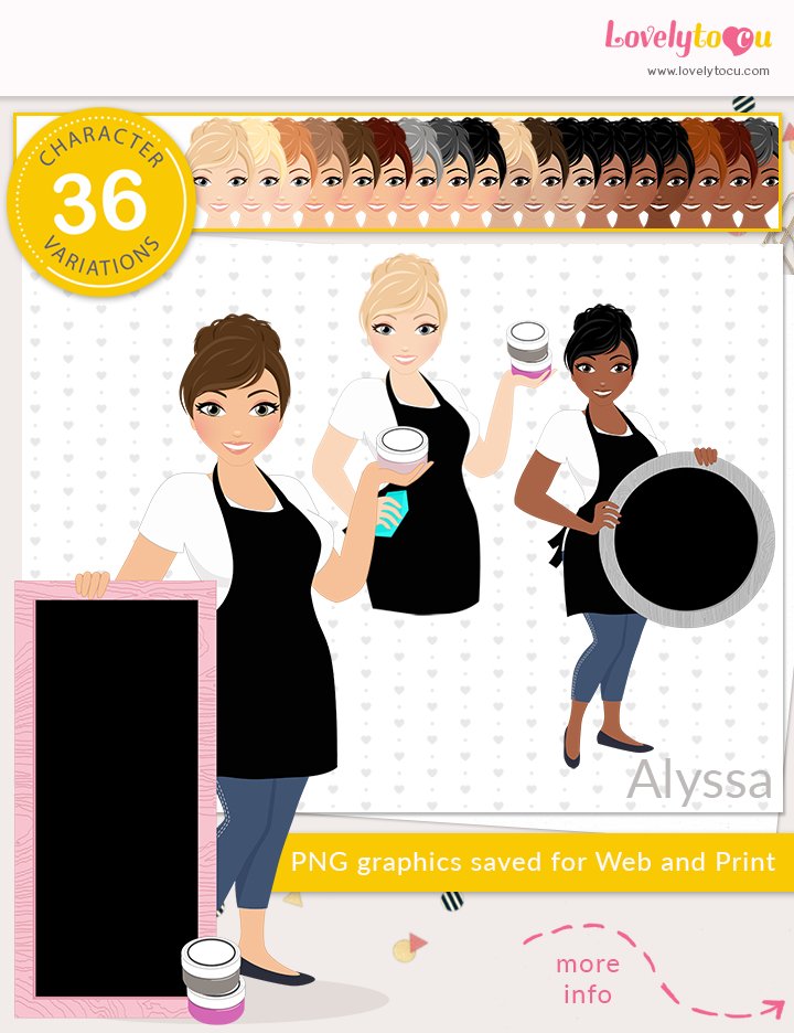 Chalk art woman character clipart LVC48 Alyssa