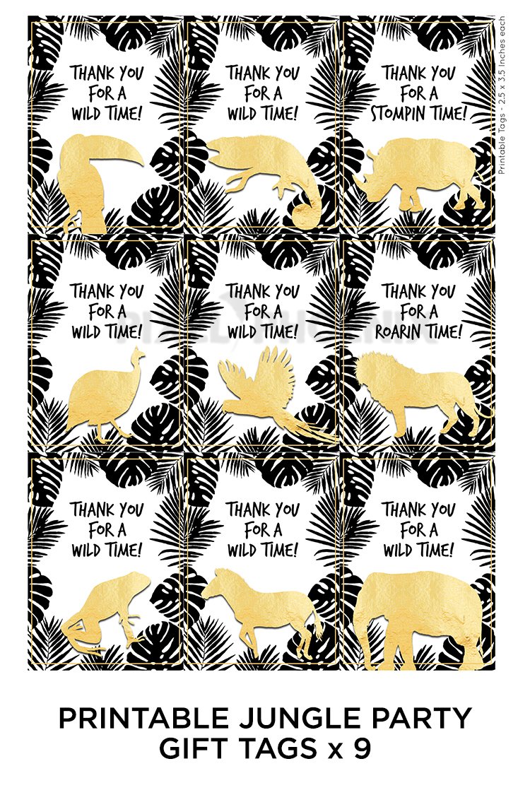 9 Printable Gift tags for your Jungle Party