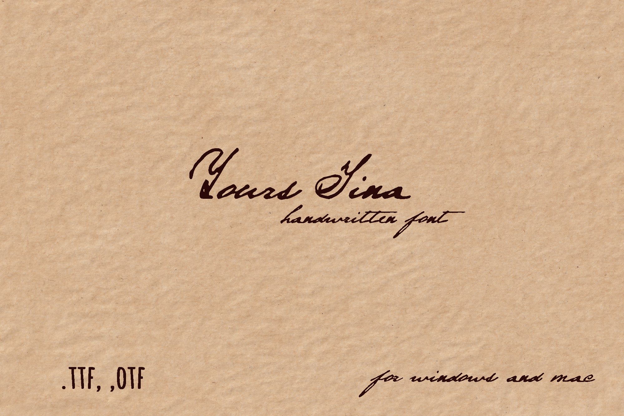 Handwritten pen and ink font. Yours Tina