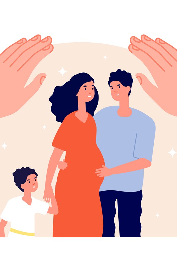 Family protection. Children adult support, patient protected