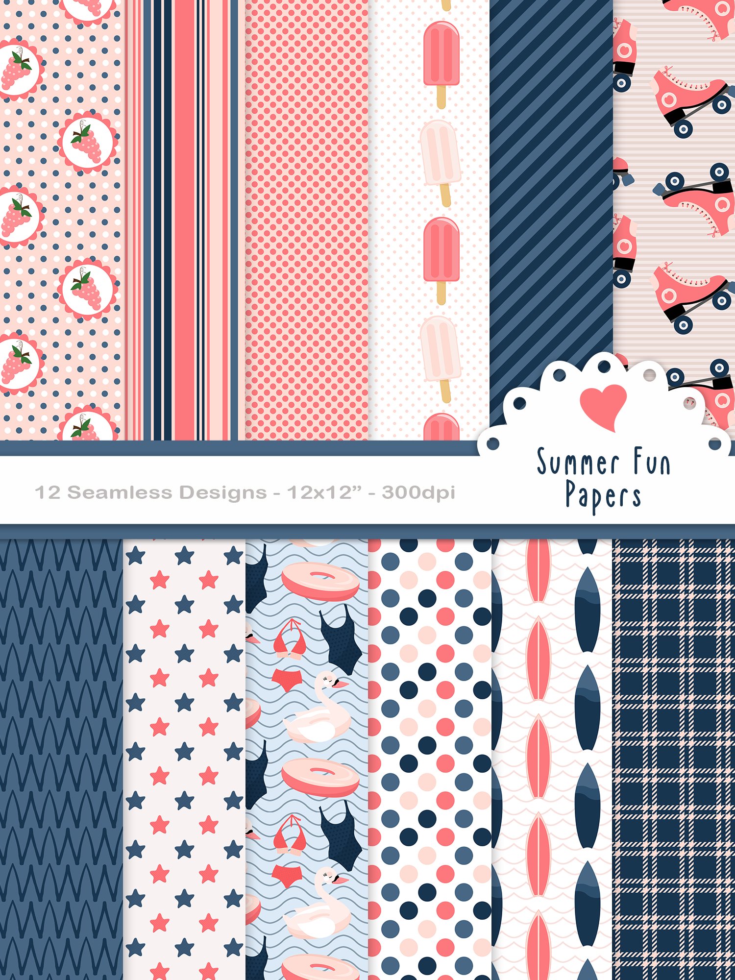 Summer fun planner papers, seamless scrapbook (2078987)