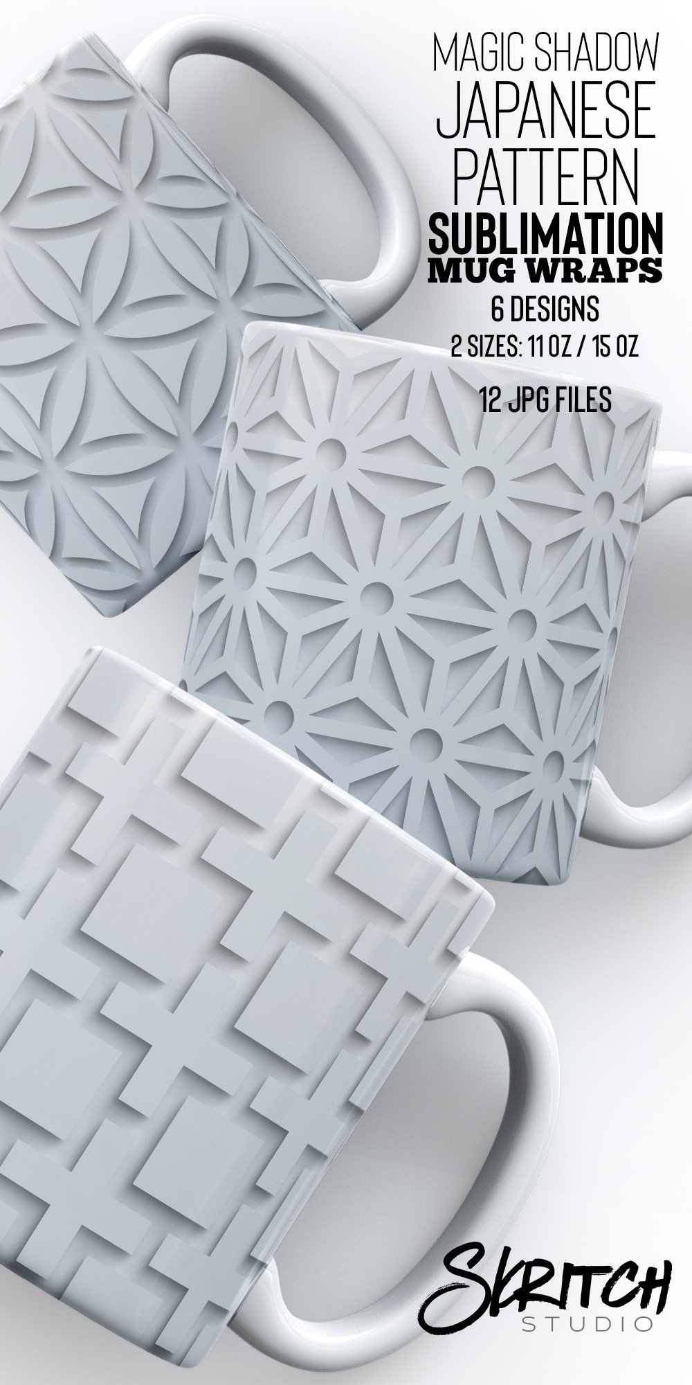 Magic Shadow Japanese Pattern Mug Designs for Sublimation