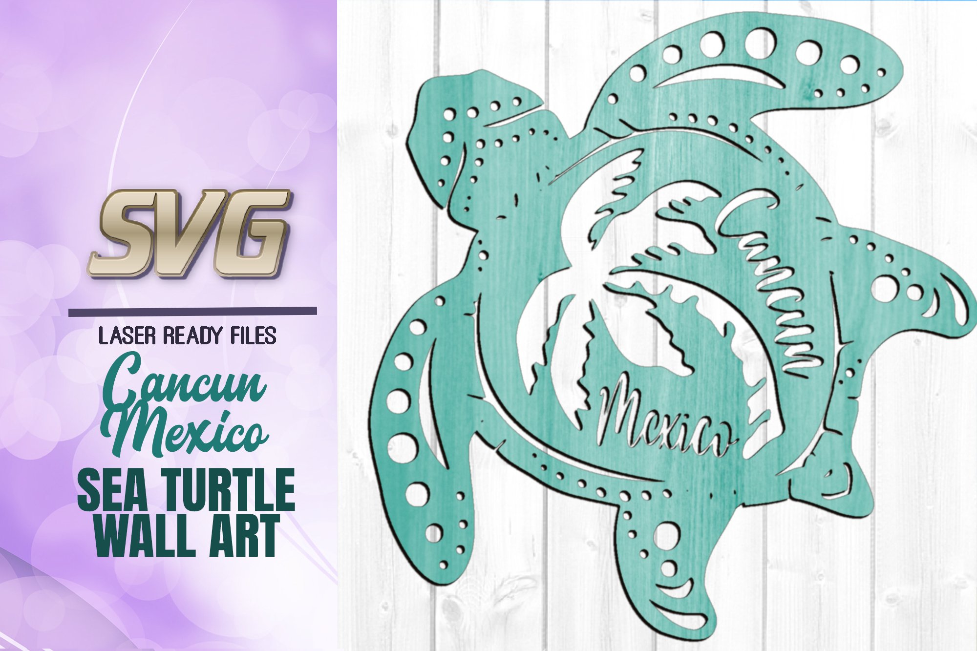 Cancun Mexico Beach Turtle Sign SVG Glowforge Files