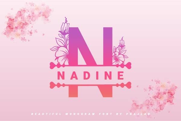 Nadine Flowers Monogram Font (1157929)