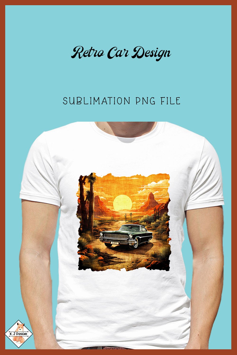 Retro Car Design Sublimation PNG