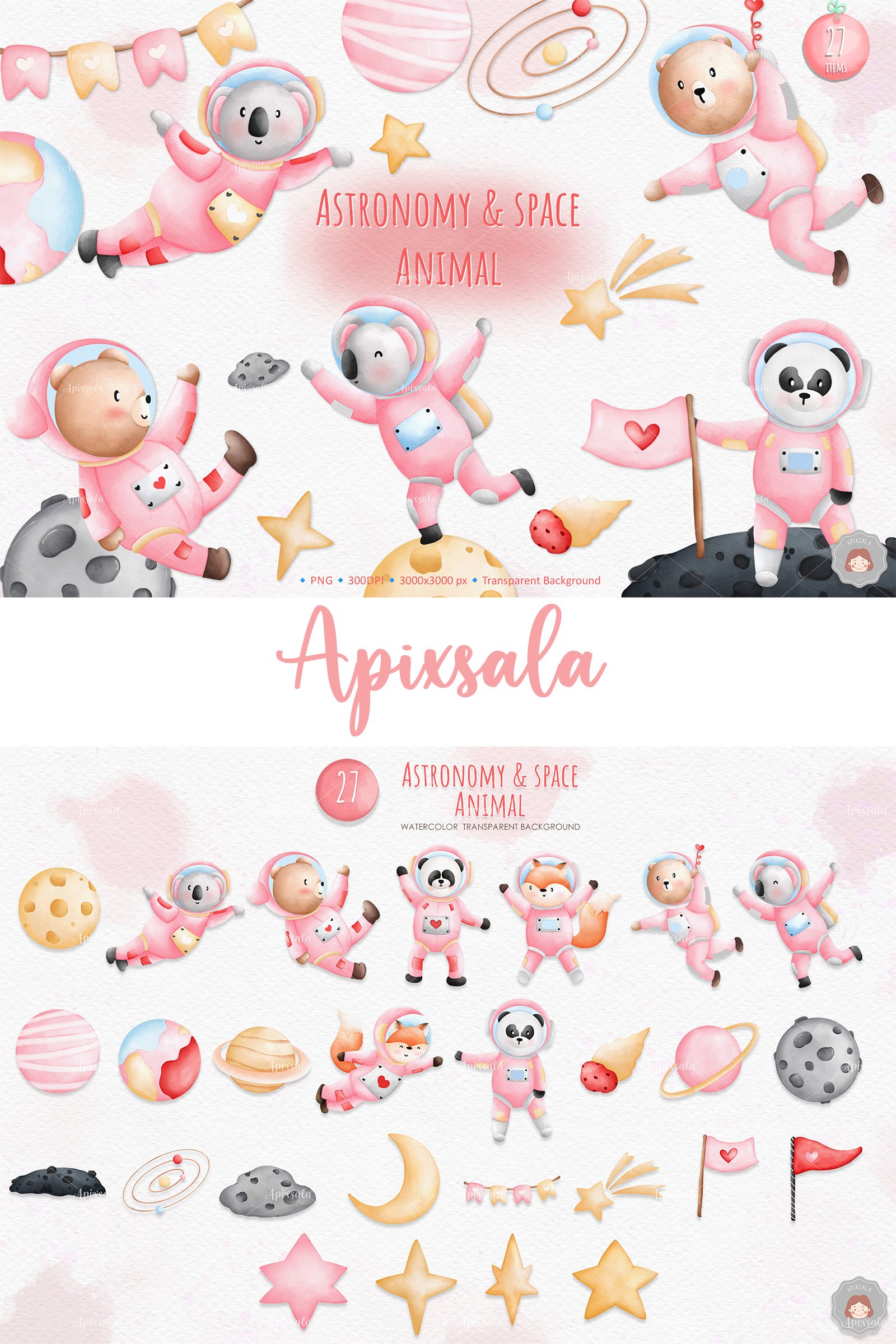 Cute Animals in Astronomy and Space Valentine's Day