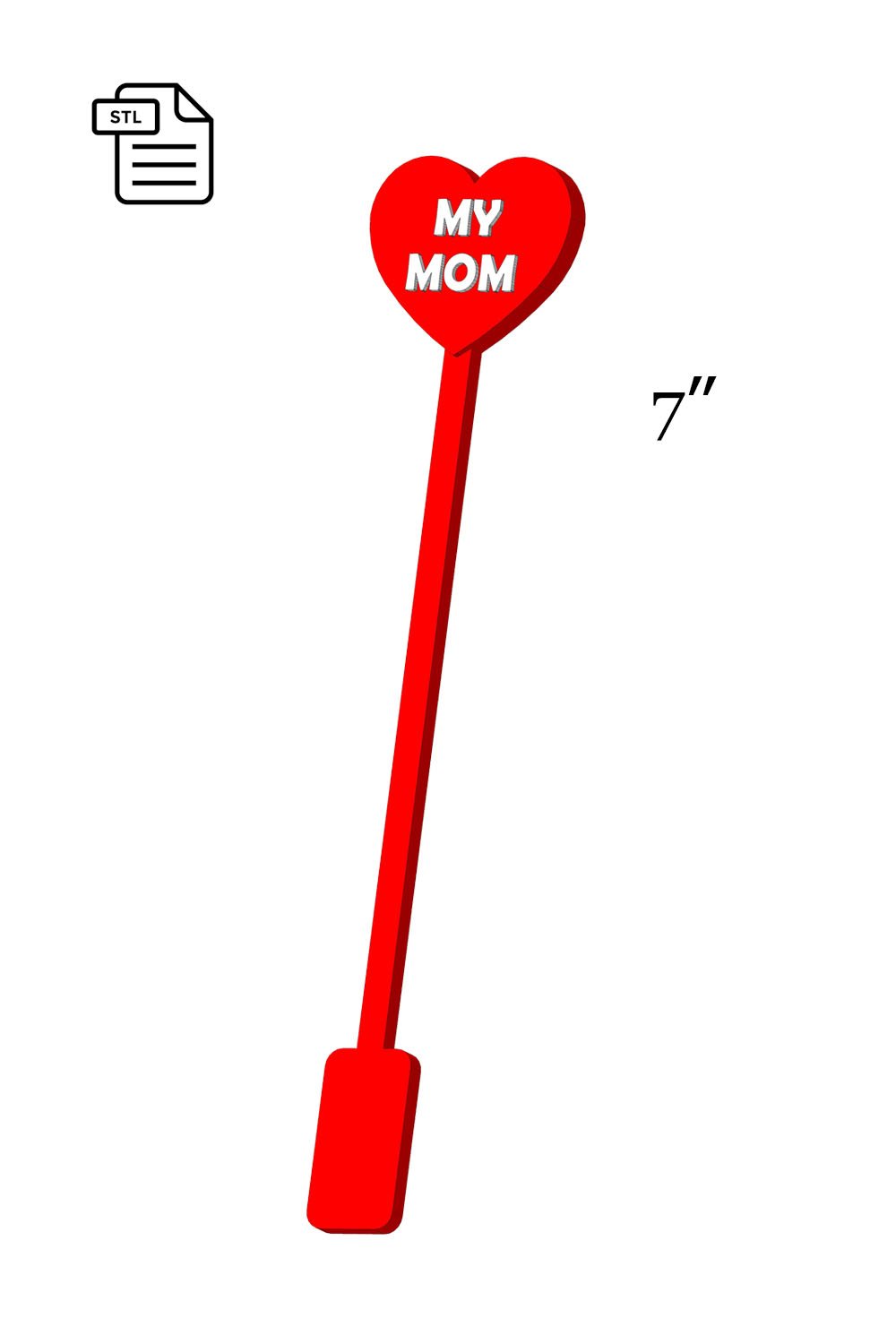 Drink Stirrer Heart My MOM STL File for 3D Printing