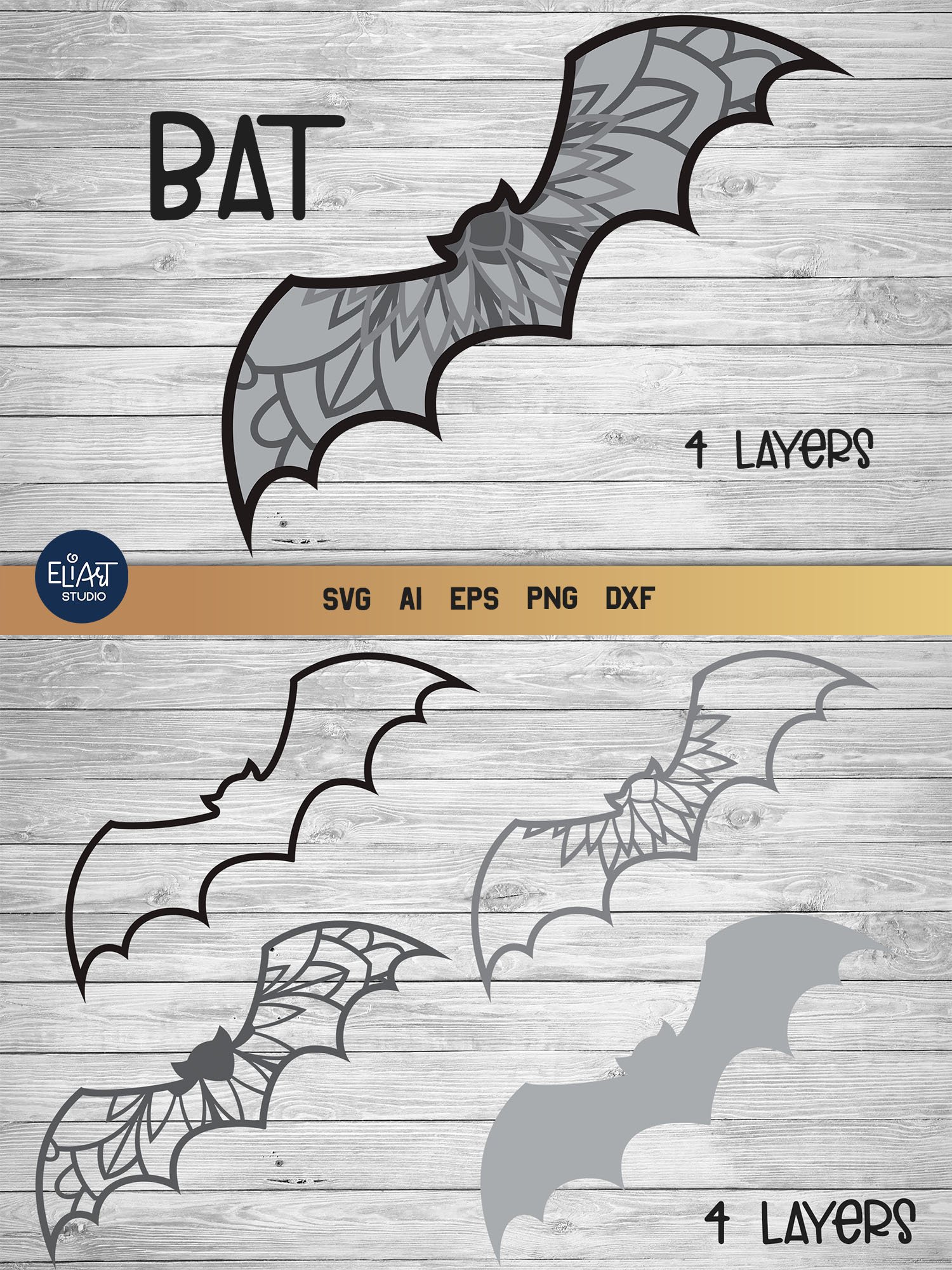 3D SVG Layered Bat | Halloween Bat SVG Cut File