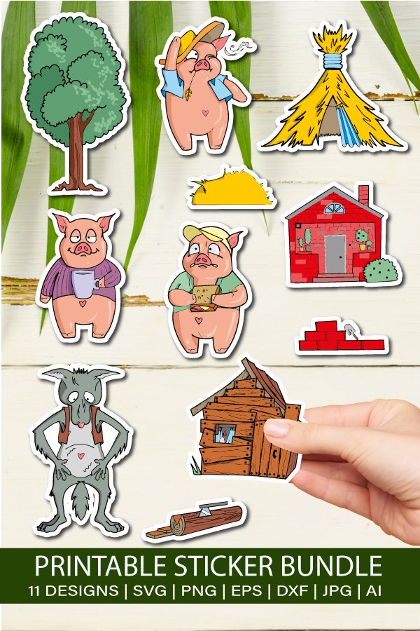 Three little pigs Stickers Bundle