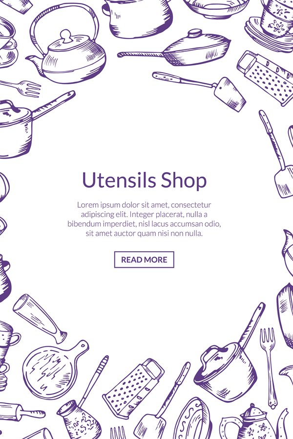 Vector background with kitchen utensils with place (845623)