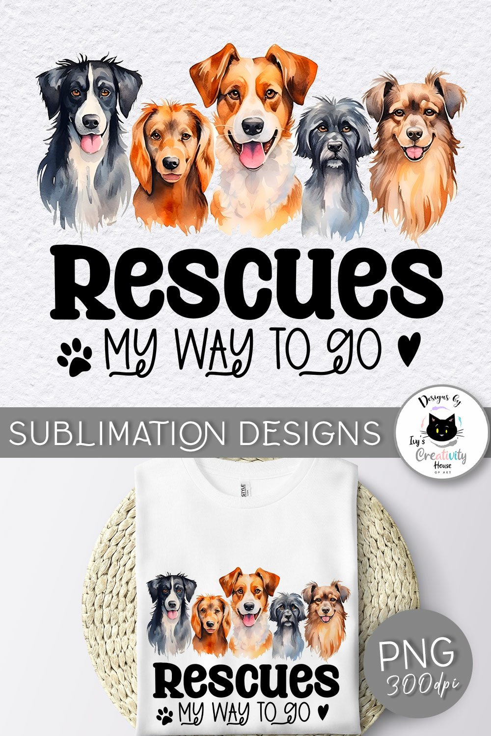 Rescue Dog Sublimation Design | Dog PNG Design