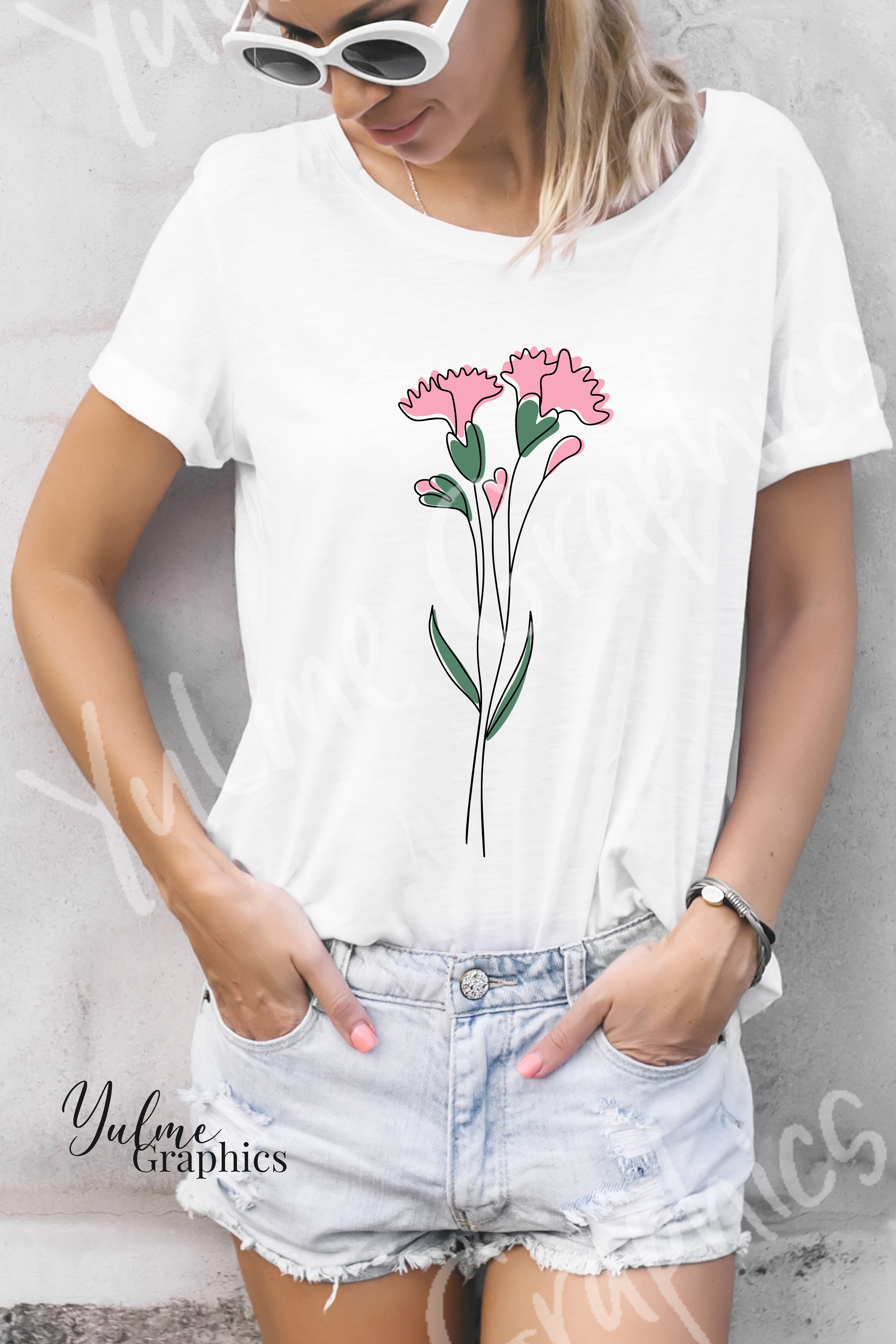Pink Flower SVG. Flowers SVG. T shirt Design. Carnation.