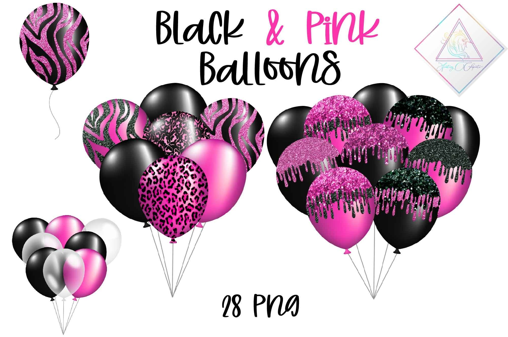 Black & Pink Balloons Clipart