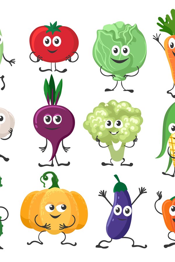 Vegetables characters set