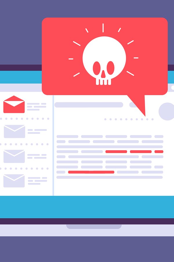 Laptop virus alert. Malware trojan notification on computer