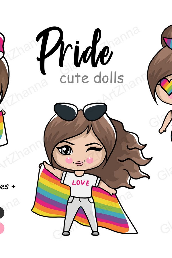 Pride CUTE DOLLS Summer Gay Lesbian LGBT Kawaii Girl - PNG