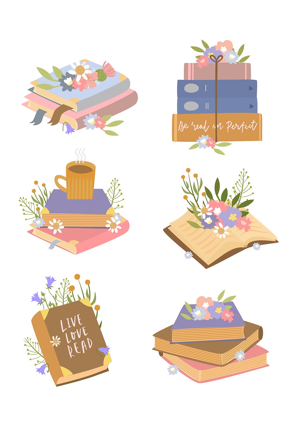 Book with flowers clipart
