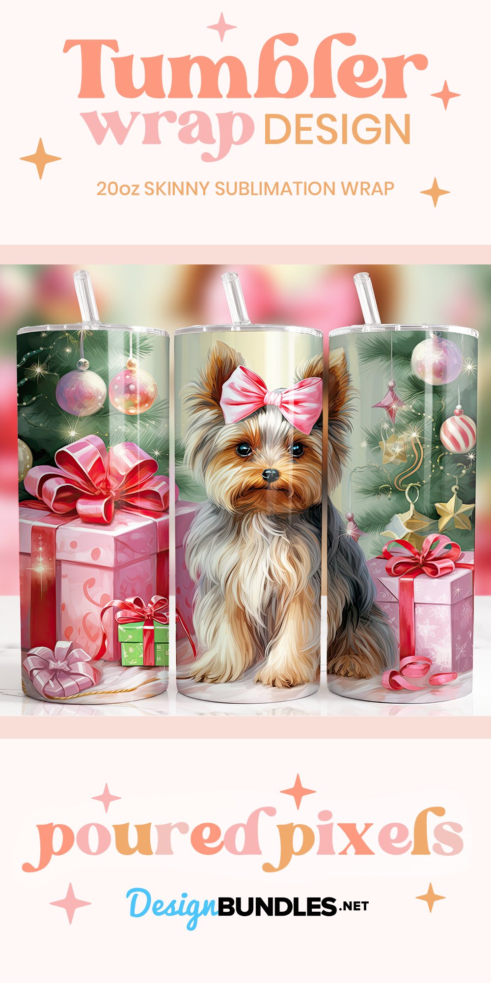 Yorkie Dog Christmas Tumbler Wrap