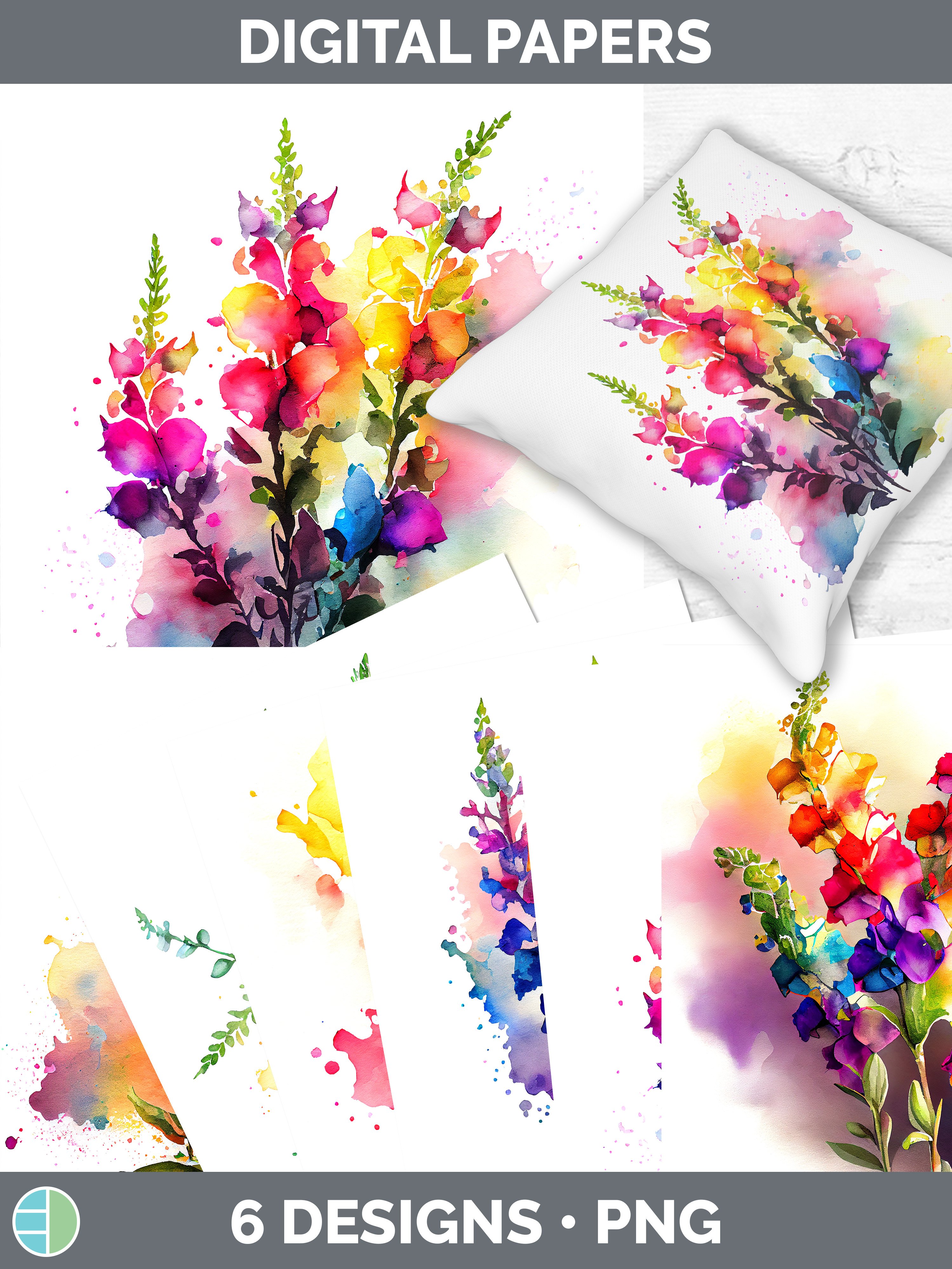 Rainbow Snapdragon Flowers Paper Backgrounds | Digital Scrap