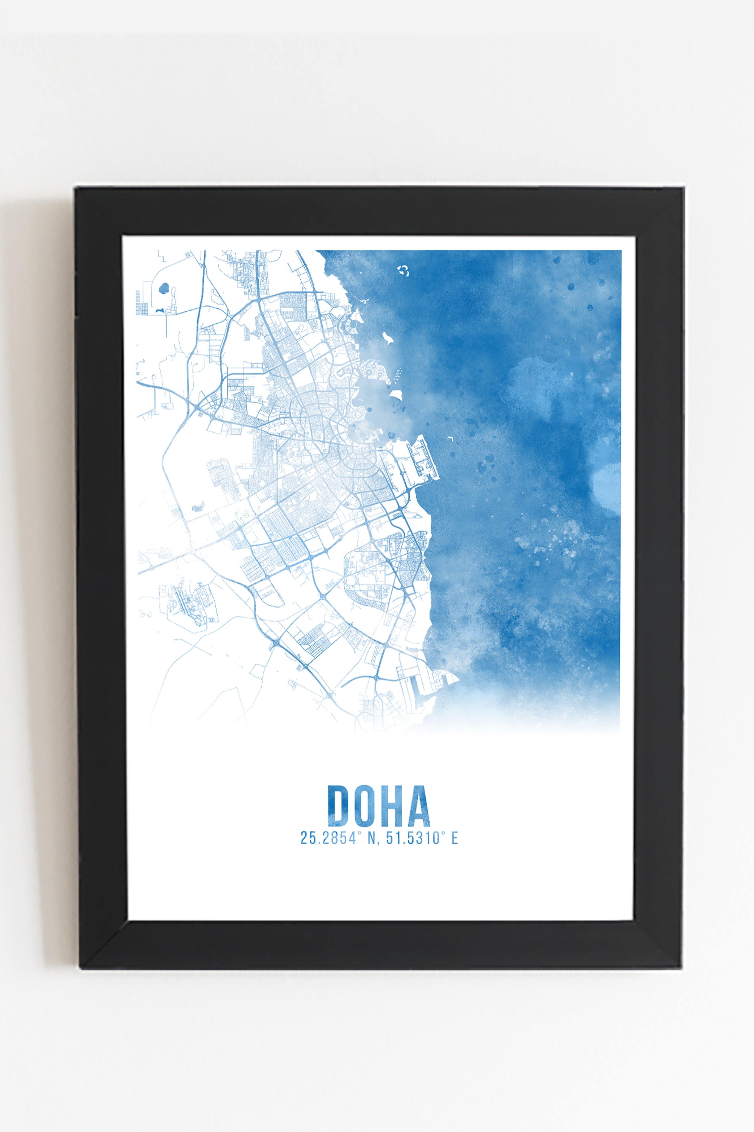 Doha Watercolor City Map Poster