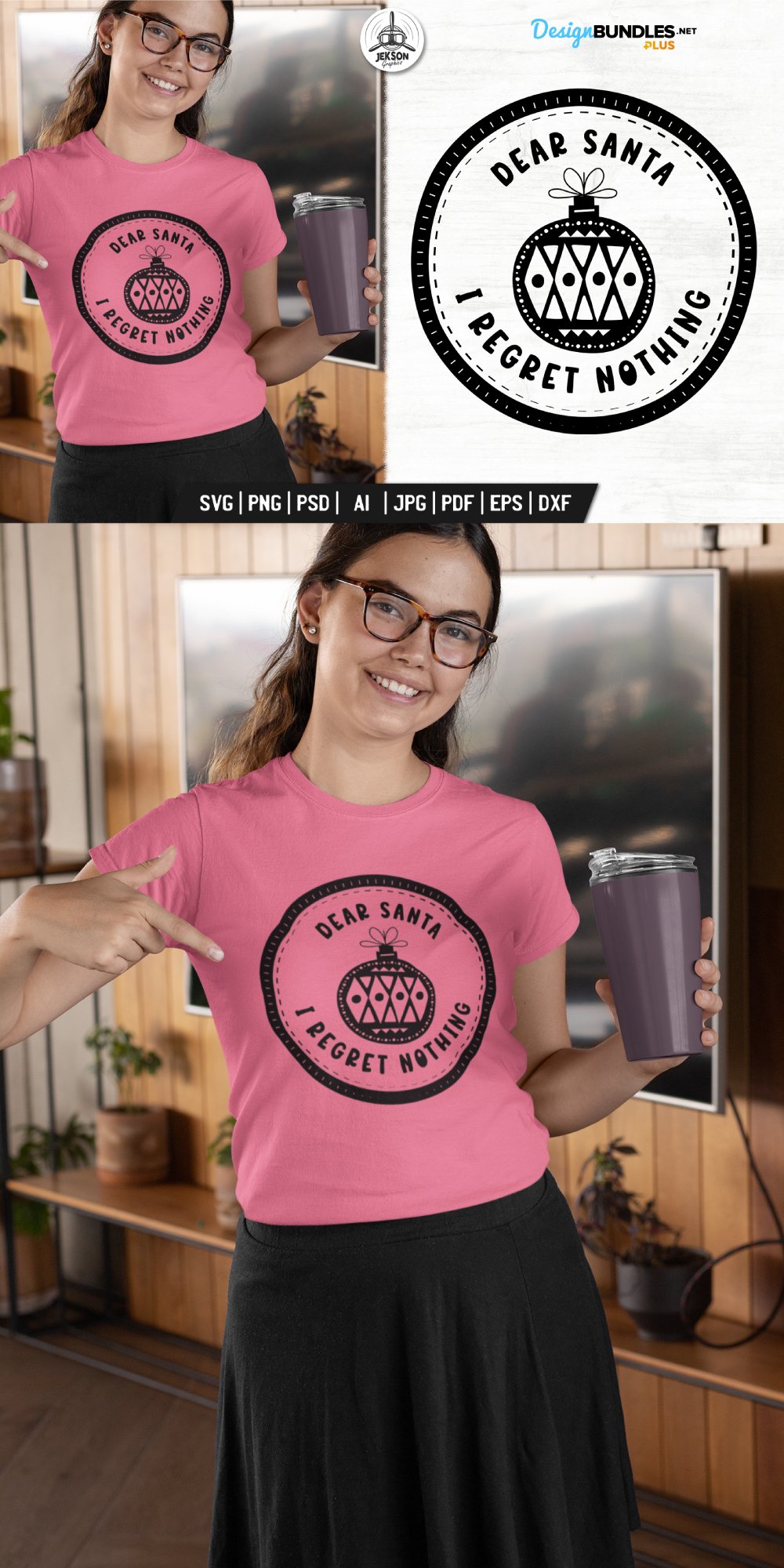 Christmas Silhouette Funny SVG | Dear Santa I Regret Nothing