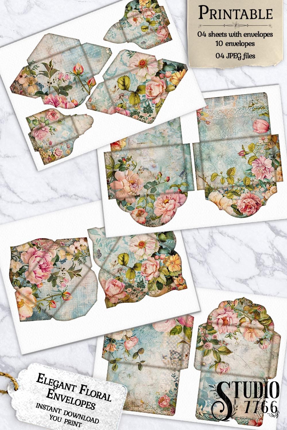 Elegant Floral Junk Journal Envelopes