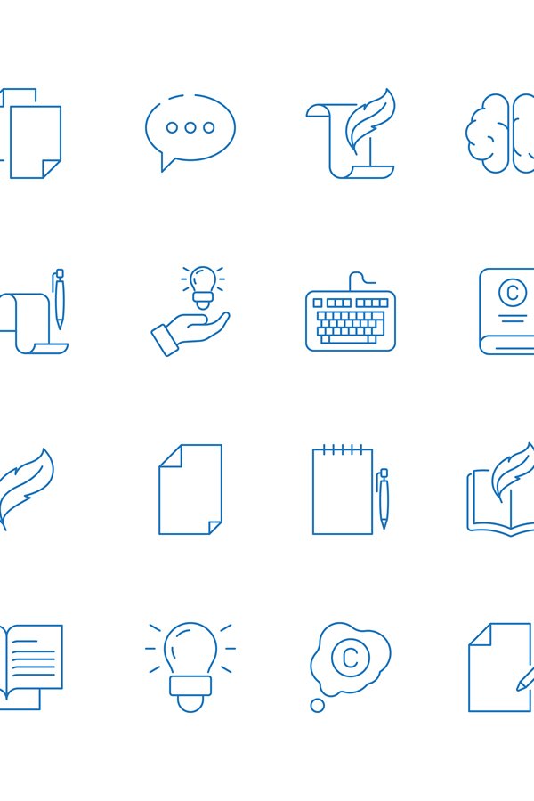 Copywriting symbols. Writers tools books hand pen article id