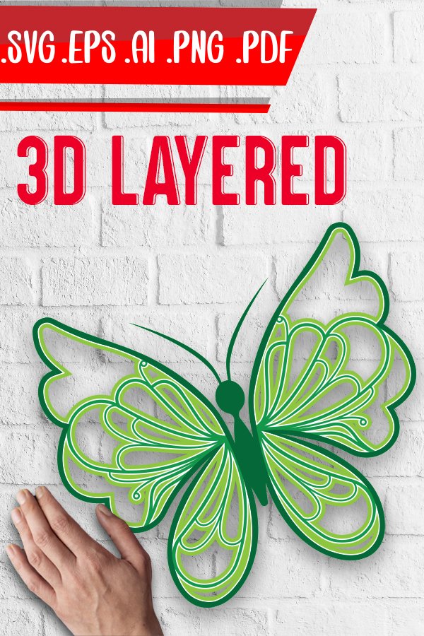 3D layered Butterfly - svg eps png ai pdf