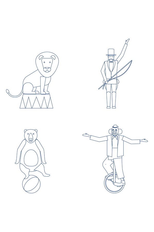 Circus vector line art icons