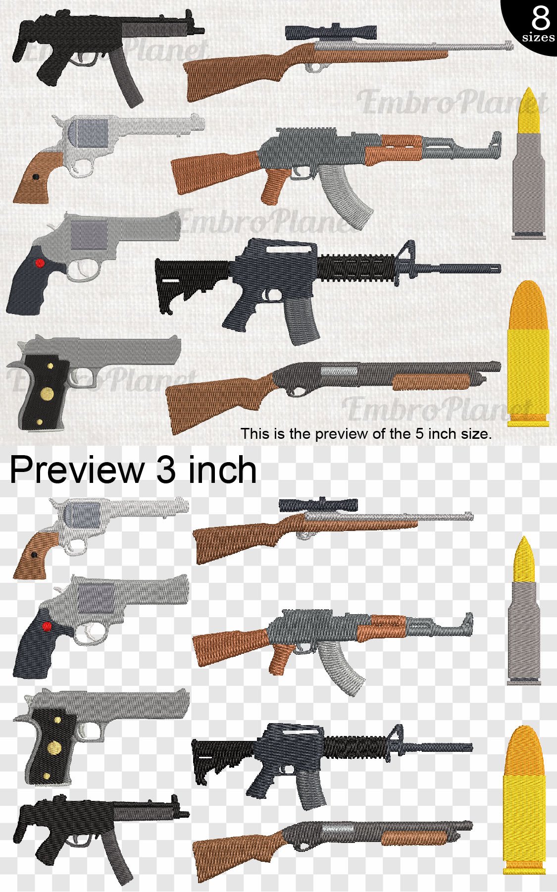 Guns - Embroidery files - 1516e (602426)
