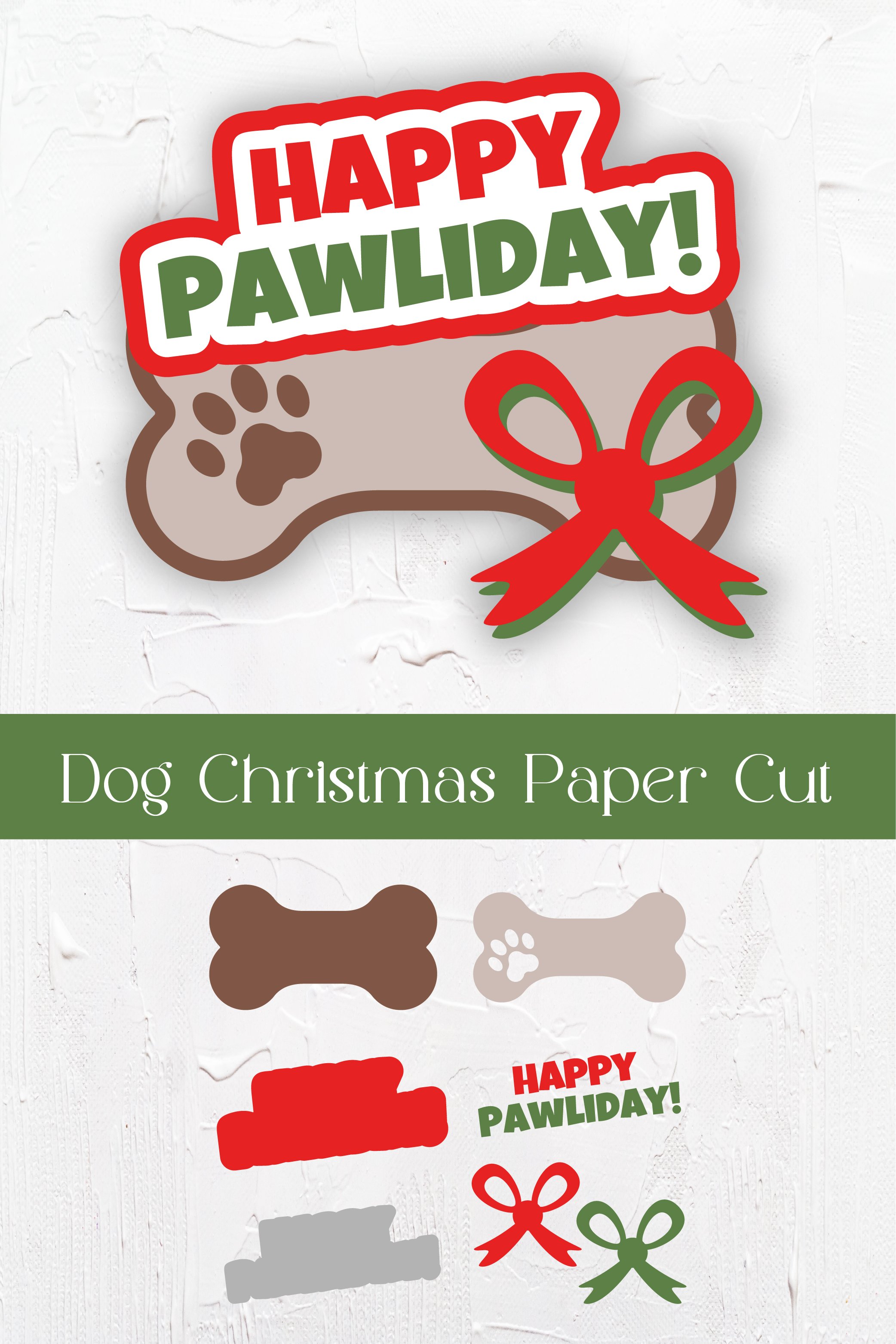 Happy Pawliday. Dog Christmas Paper Cut. Dog Christmas SVG.