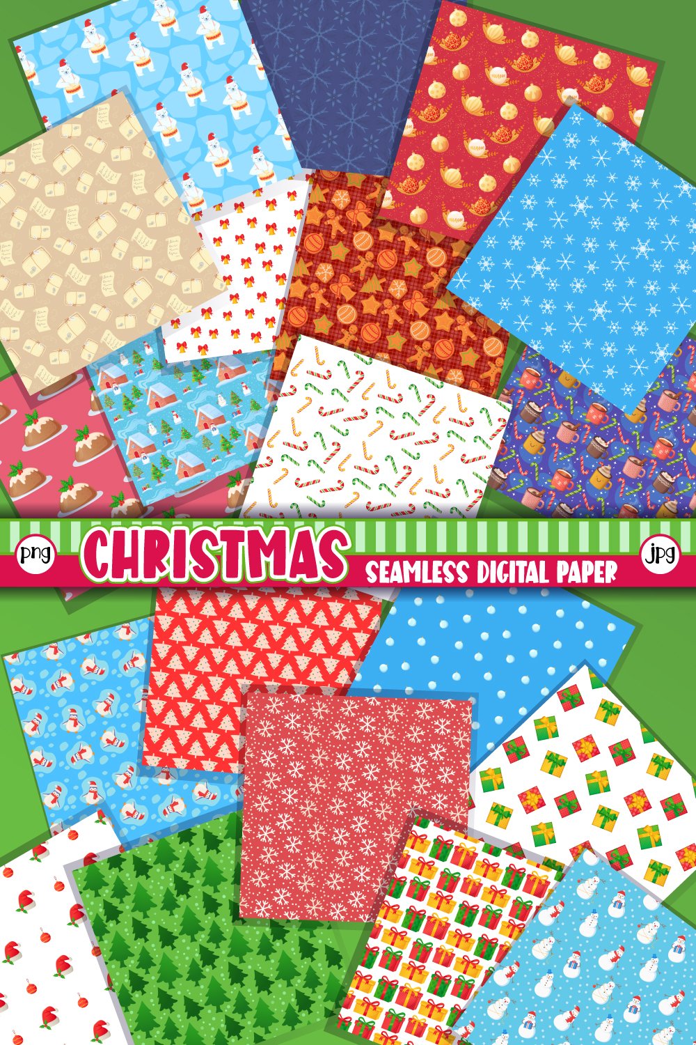 Christmas digital paper bundle|Seamless pattern background