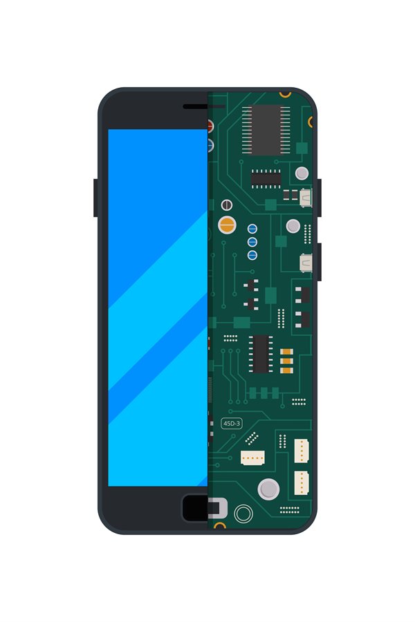 Illustration of electronic circuit of mobile phone or smartp