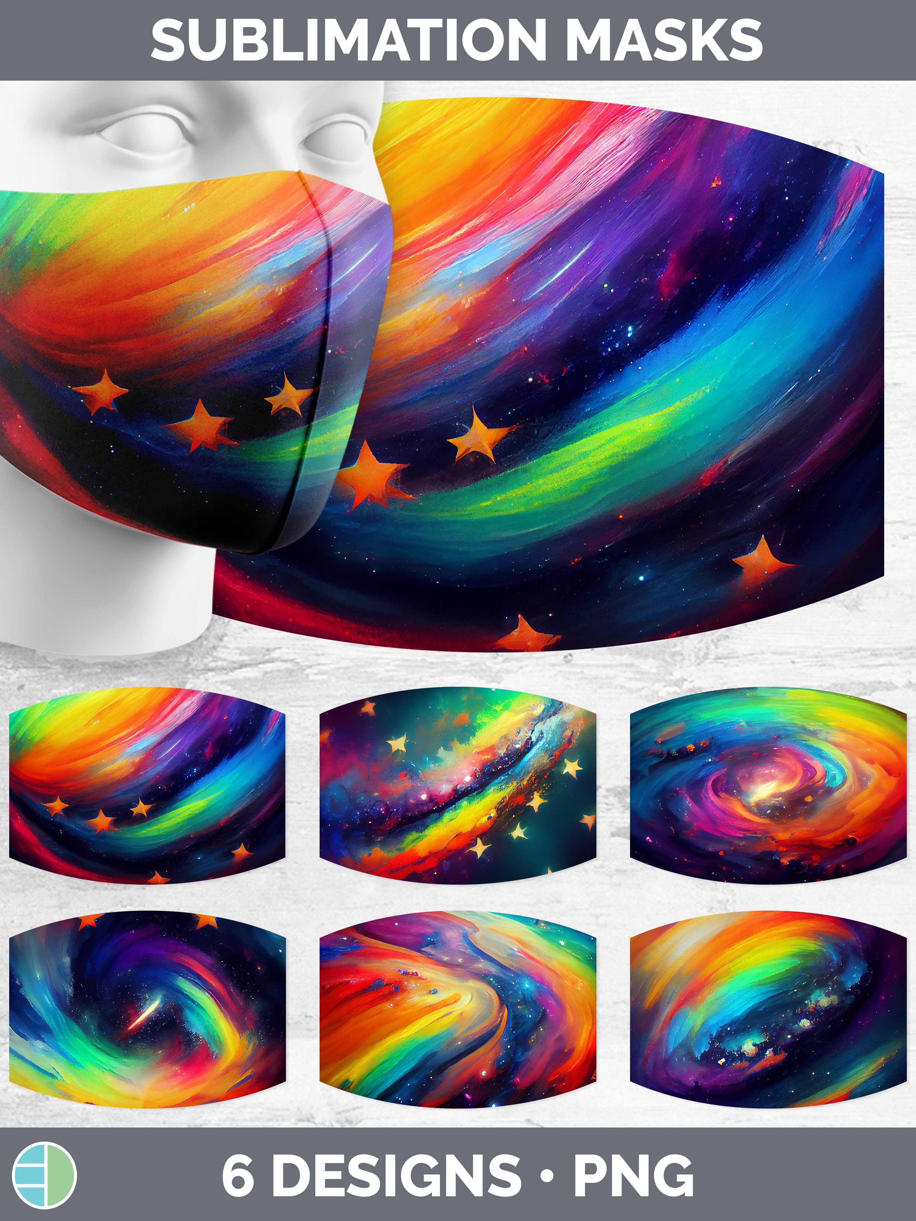 Rainbow Mask | Sublimation Bundle Face Mask Designs