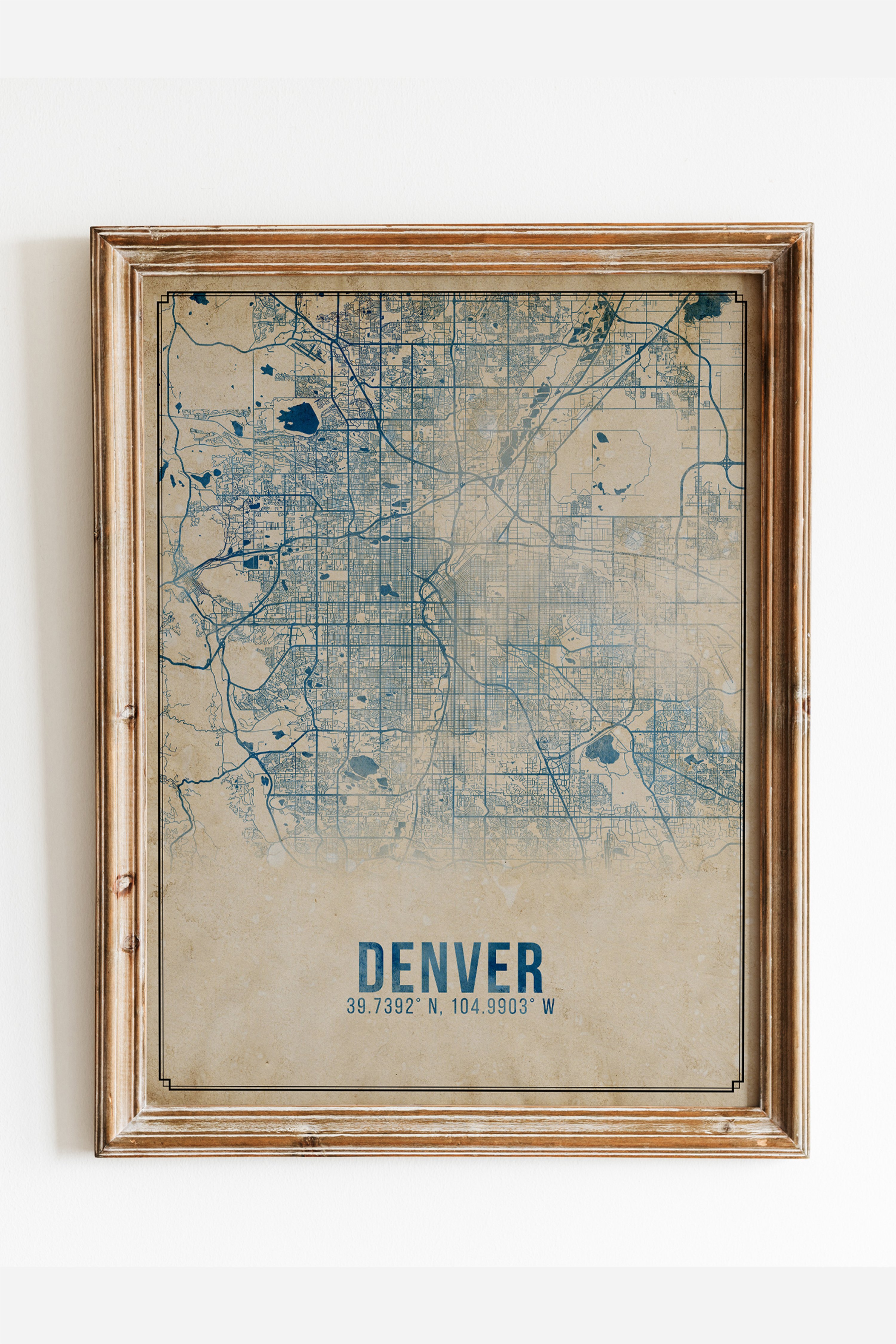 Denver Antique Watercolor City Map Poster