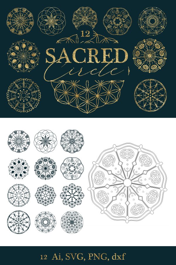 Sacred Circle geometry SVG, PNG, Ai, DXF
