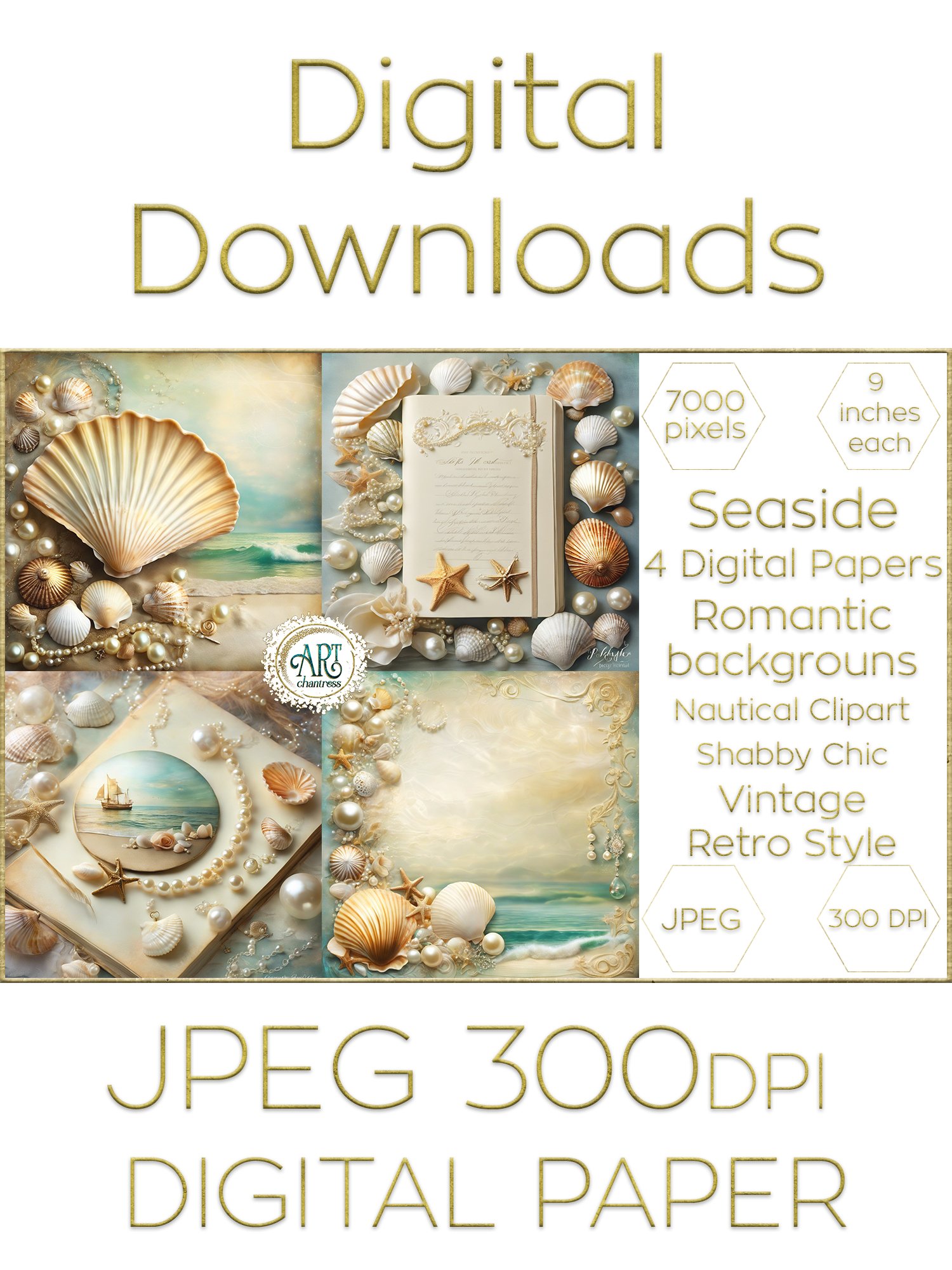 Seaside Watercolor Nautical Romantic Digital (3931259)