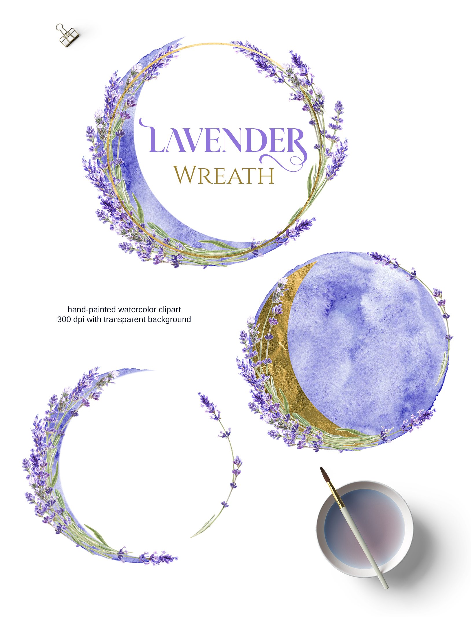 Lavender Round Floral Frame with Blue Moon