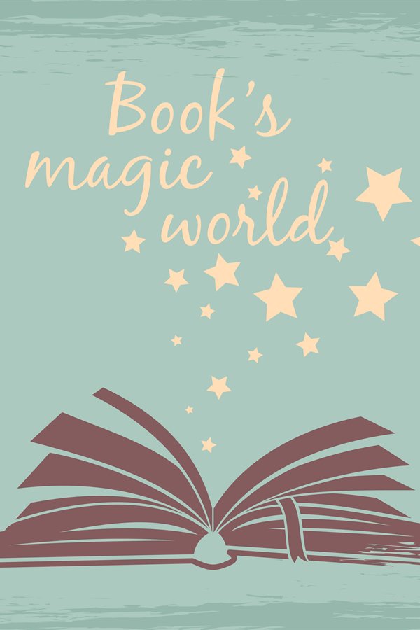 Books magic worlds vintage poster