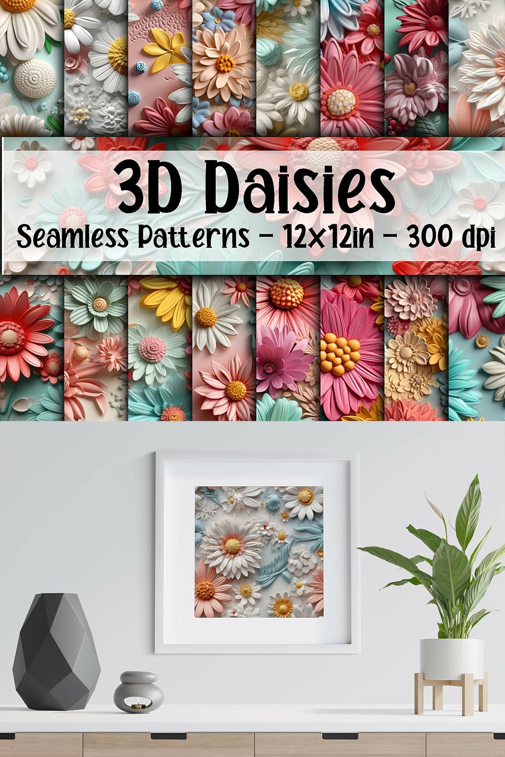 Seamless 3d Flowers Digital Paper